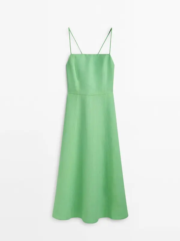 Massimo Dutti Strappy Midi Dress With Seam Detail In Green - 67% Off |  Editorialist
