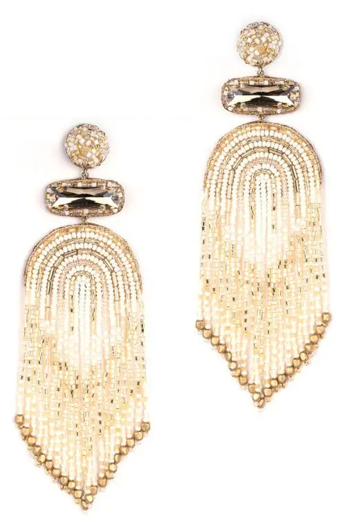 Deepa Gurnani Ishana Beaded Chandelier Earrings - Ivory