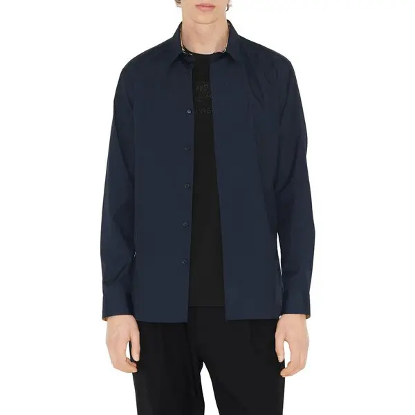 Burberry Sherfield Equestrian Knight Stretch Cotton Button-up Shirt