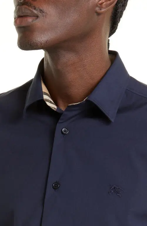 Burberry Sherfield Equestrian Knight Stretch Cotton Button-up Shirt