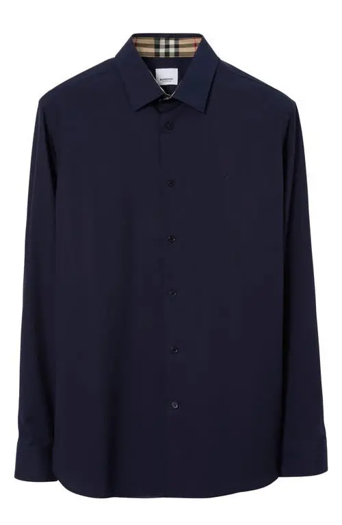 Burberry Sherfield Equestrian Knight Stretch Cotton Button-up Shirt