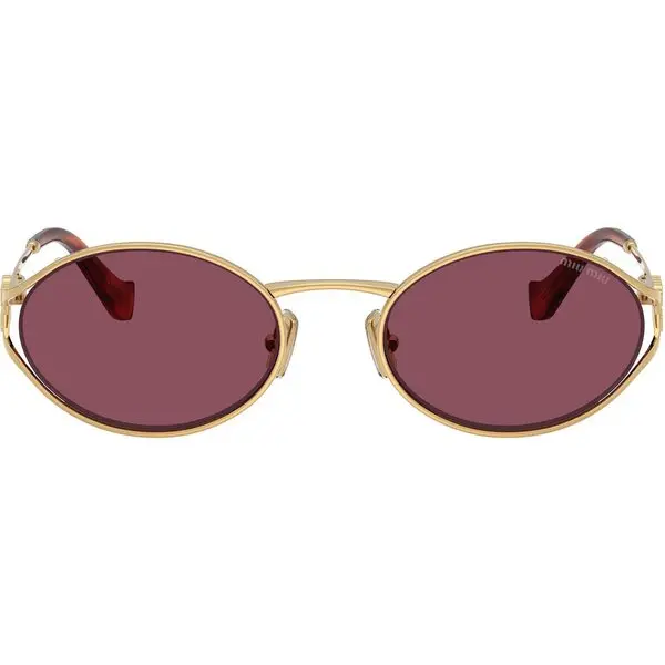 Miu Miu 54mm Oval Sunglasses - Gold/bordeaux