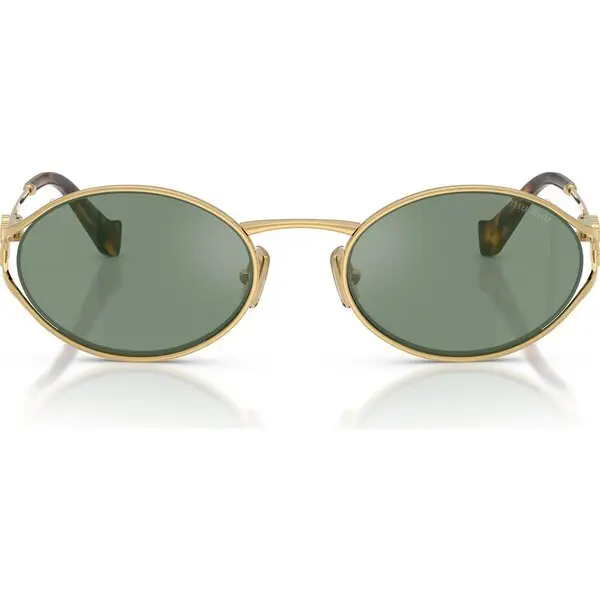 Miu Miu 54mm Oval Sunglasses - Gold/green Mirror/silver