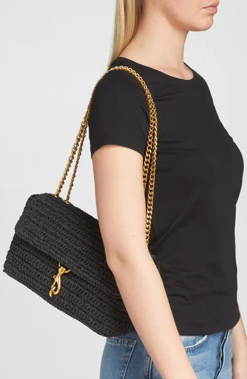 Rebecca Minkoff Edie Straw Convertible Crossbody Bag In Black