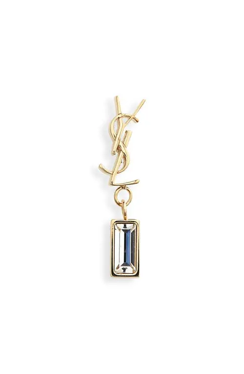 Saint Laurent Crystal Baguette Single Drop Earring - Dore/crystal