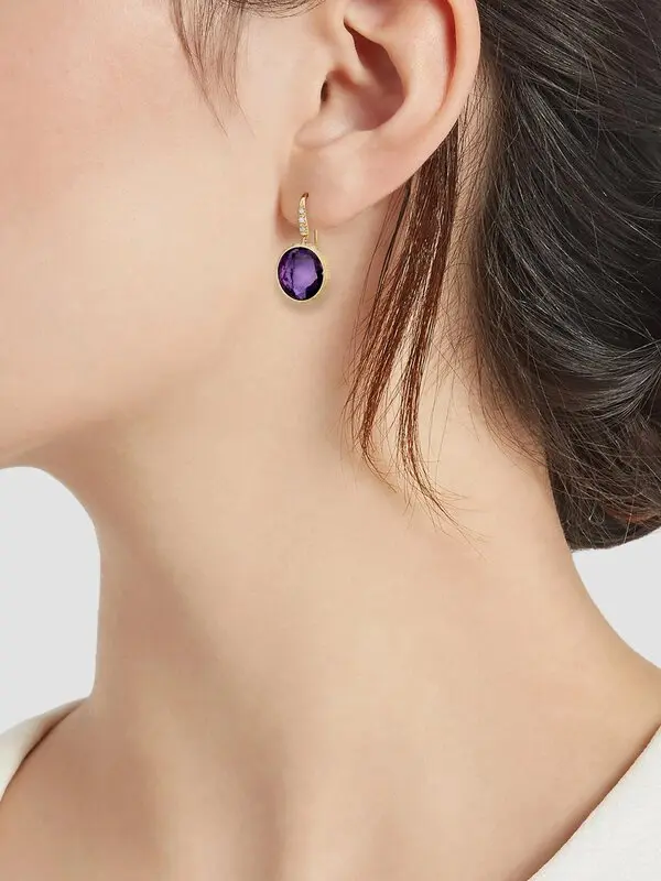 Marco Bicego Jaipur Color 18k Yellow Amethyst & 0.05 Tcw Diamond Drop Earrings