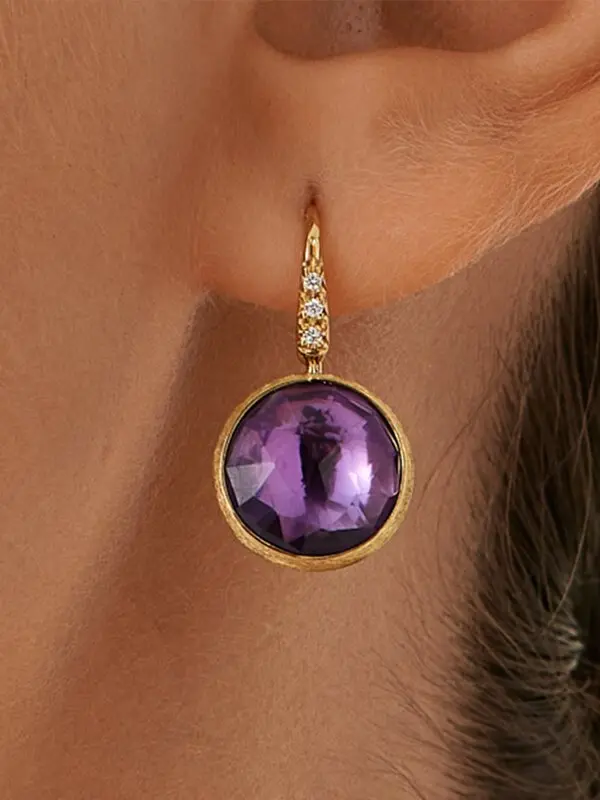Marco Bicego Jaipur Color 18k Yellow Amethyst & 0.05 Tcw Diamond Drop Earrings