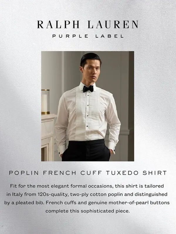 Ralph Lauren Purple Label Aston Poplin Tuxedo Shirt