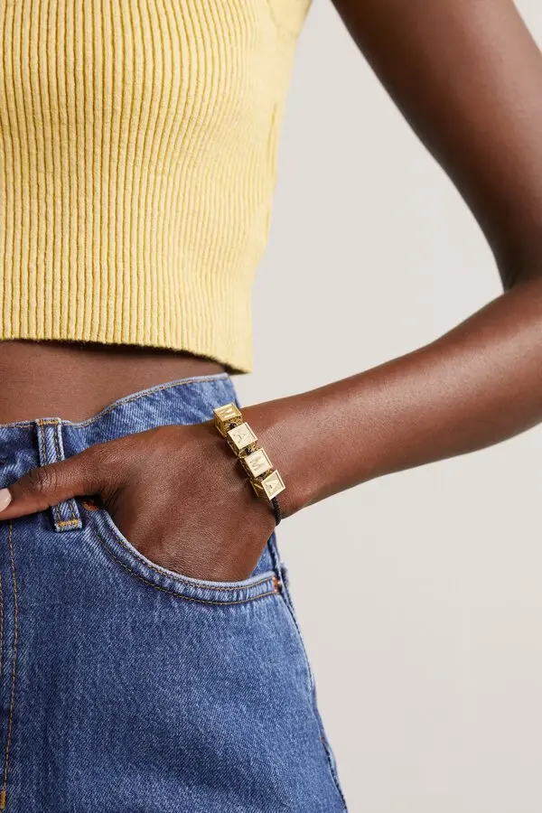 Lauren Rubinski Mama 14-karat Leather Bracelet