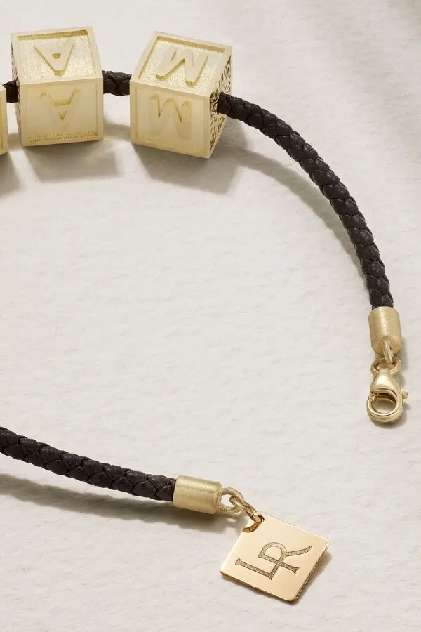 Lauren Rubinski Mama 14-karat Leather Bracelet