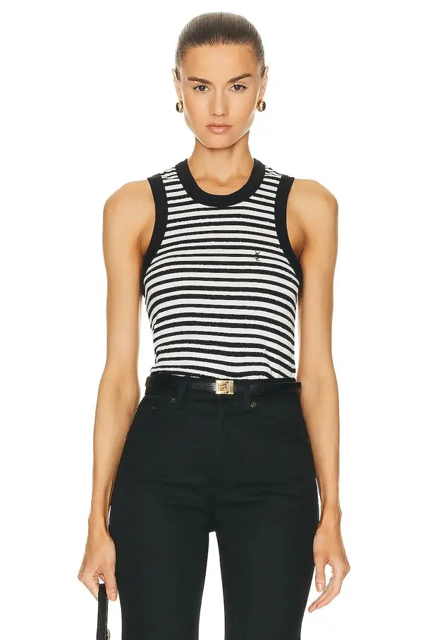Saint Laurent Jersey Tank Top - Noir & Natural