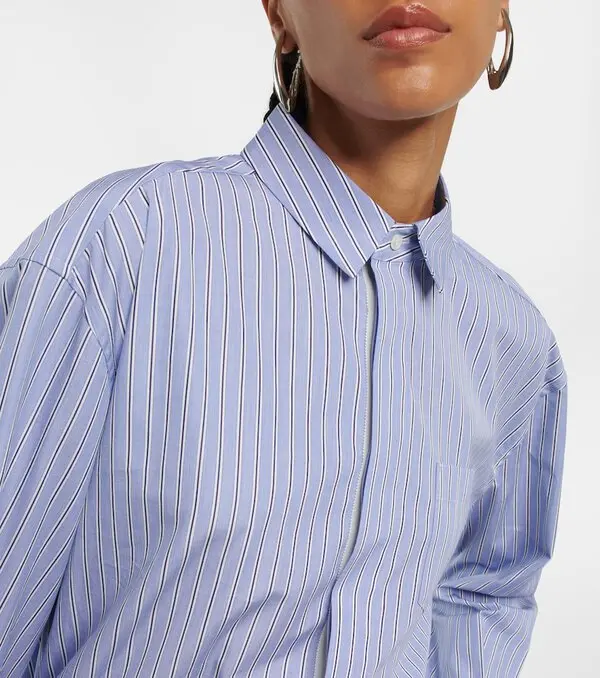 Sacai X Thomas Mason Cotton Mini Shirt Dress In Blue - 30% Off
