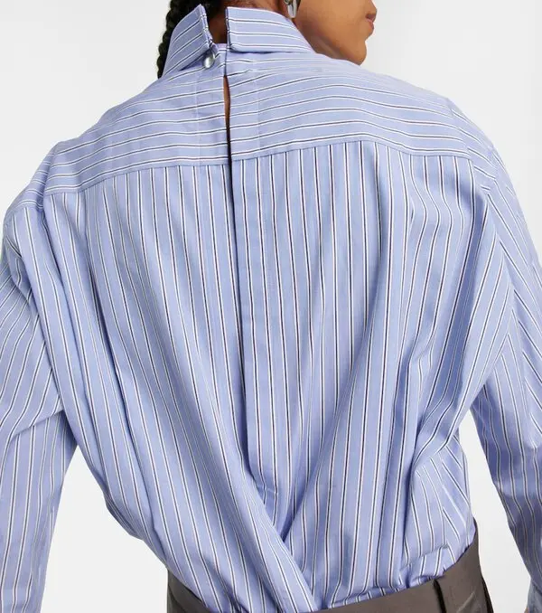 Sacai X Thomas Mason Cotton Mini Shirt Dress In Blue - 30% Off