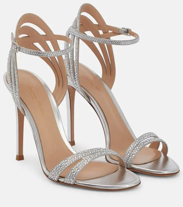 GIANVITO ROSSI Crystal-embellished Leather Sandals