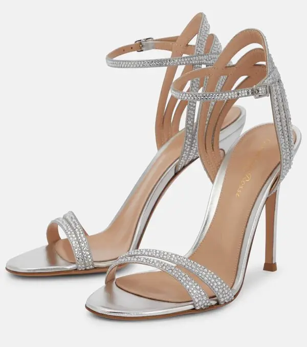GIANVITO ROSSI Crystal-embellished Leather Sandals