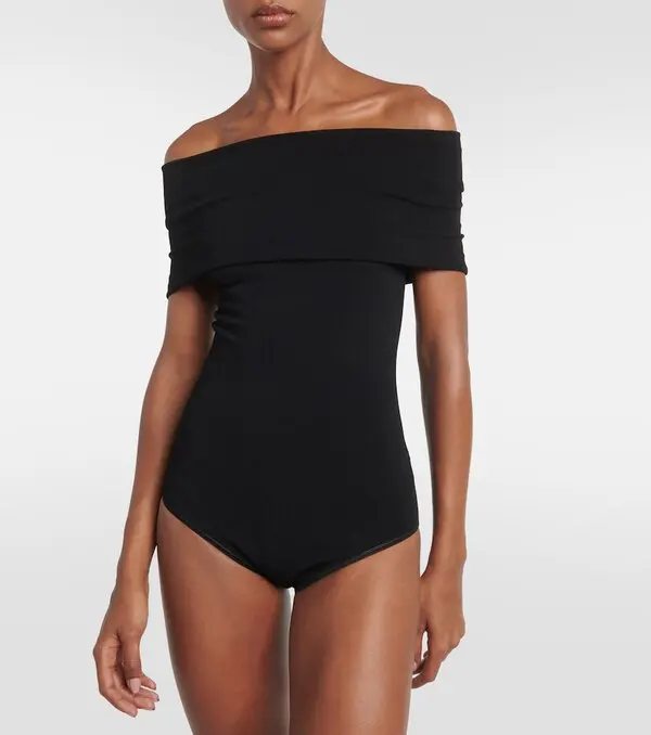 Alaïa Off-shoulder Knit Bodysuit - Black