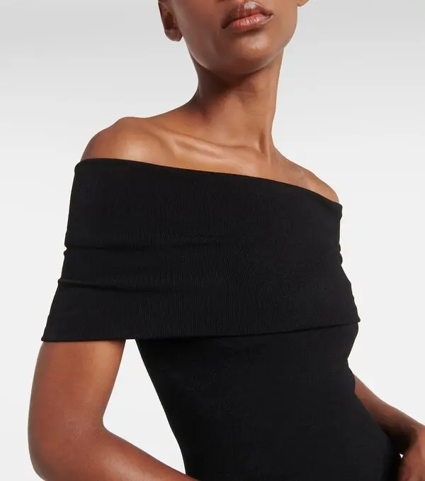 Alaïa Off-shoulder Knit Bodysuit - Black