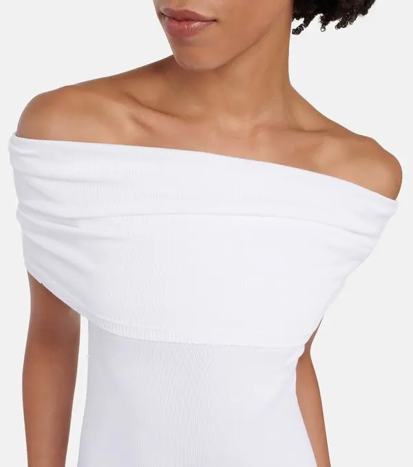 Alaïa Off-shoulder Knit Bodysuit - White
