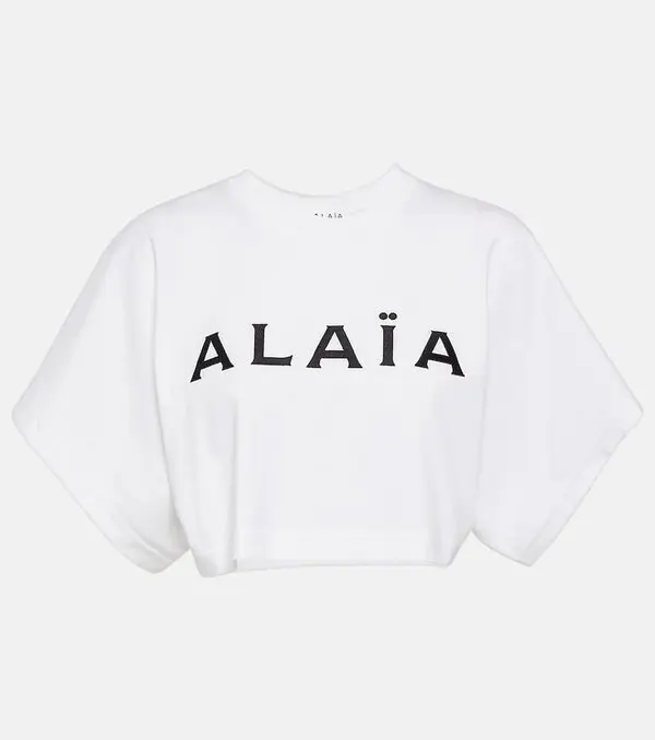 Alaïa Logo Cotton Crop Top