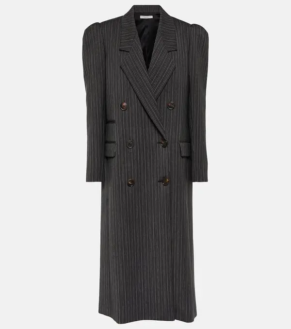 Alessandra Rich Pinstriped Wool Coat