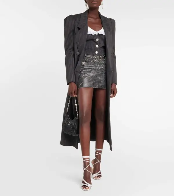 Alessandra Rich Pinstriped Wool Coat