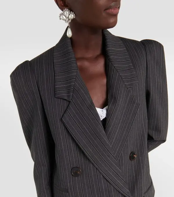 Alessandra Rich Pinstriped Wool Coat