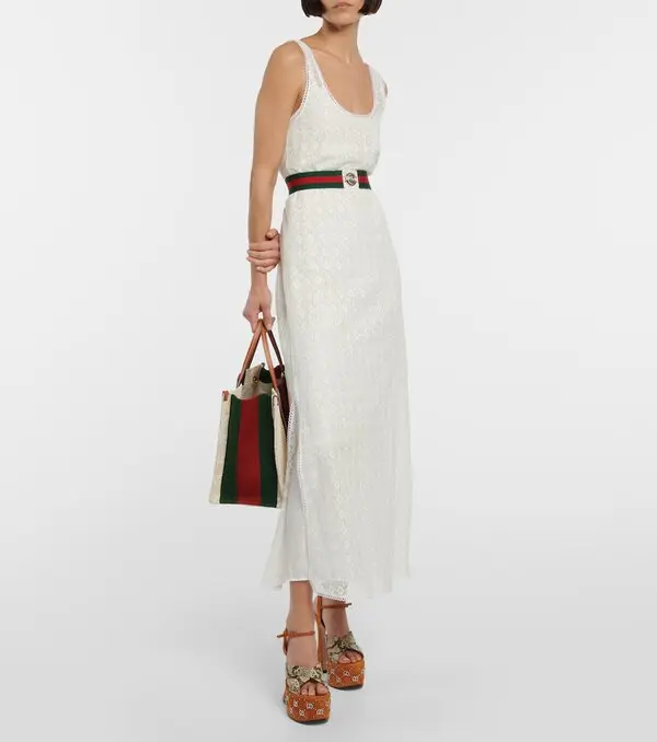 gucci white lace dress GUCCI cream white silk LACE TRIM SLIP Maxi Dress 40 at 1stDibs