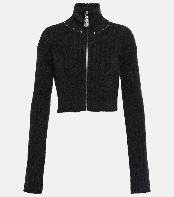 Alessandra Rich Embellished Wool-blend Sweater - Black