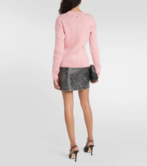 Alessandra Rich Embellished Wool-blend Sweater - Pink