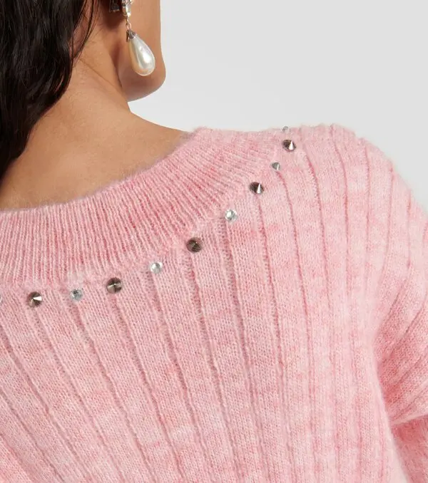 Alessandra Rich Embellished Wool-blend Sweater - Pink