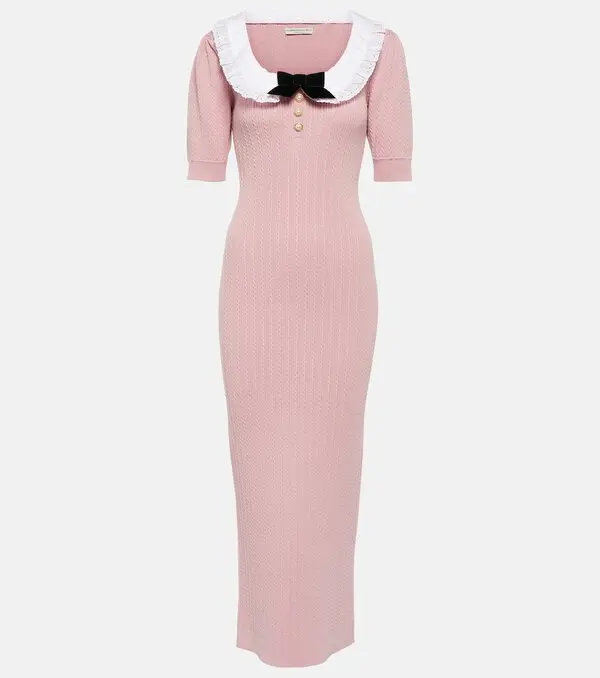 Alessandra Rich Embellished Cotton-blend Midi Dress
