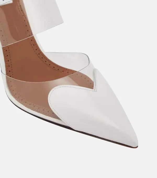 Alaïa Leather Cœur Patent Mules - White