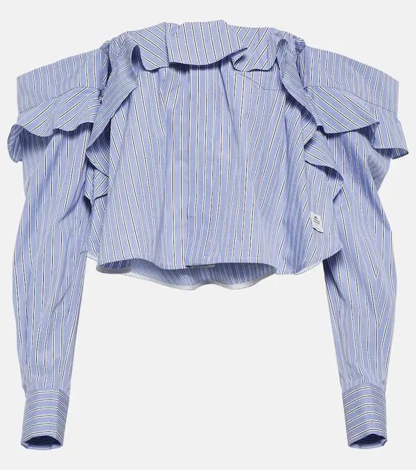Sacai X Thomas Mason Striped Cotton Shirt