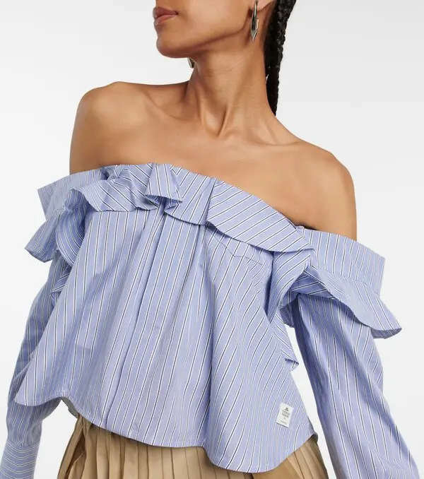 Sacai X Thomas Mason Striped Cotton Shirt