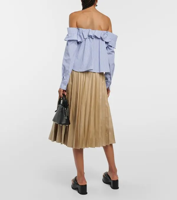 Sacai X Thomas Mason Striped Cotton Shirt