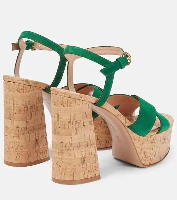 GIANVITO ROSSI Bebe Suede Platform Sandals - Green