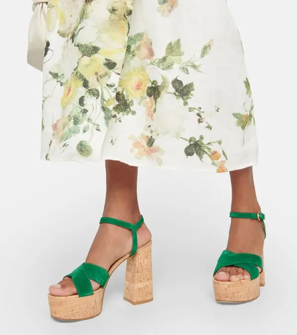 GIANVITO ROSSI Bebe Suede Platform Sandals - Green