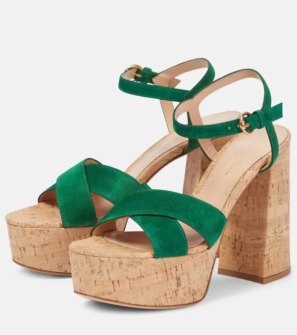 GIANVITO ROSSI Bebe Suede Platform Sandals - Green