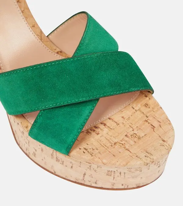GIANVITO ROSSI Bebe Suede Platform Sandals - Green