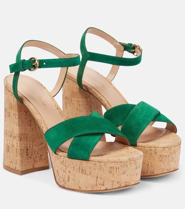 GIANVITO ROSSI Bebe Suede Platform Sandals - Green