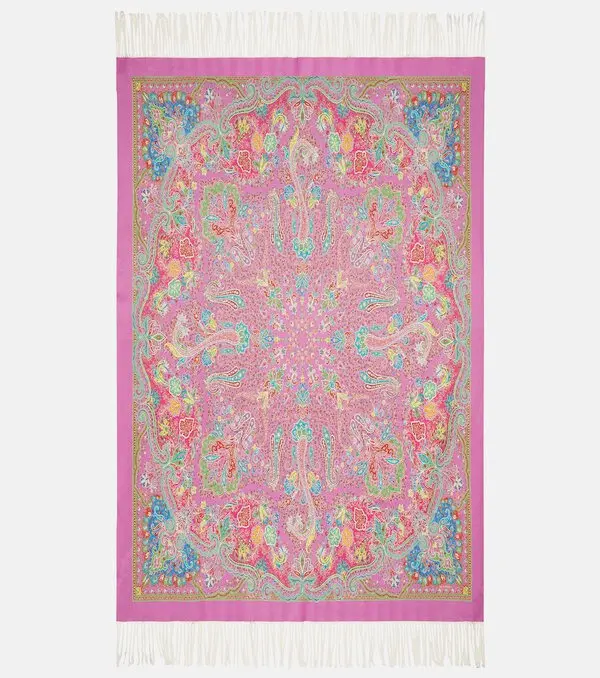 Etro Spugna Paisley Cotton Blanket - Purple