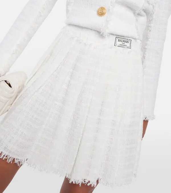 スカート BALMAIN Tweed skater skirt White Balmain Tweed Skater Skirt In White - 30% Off | Editorialist