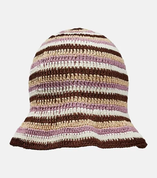 Anna Kosturova Striped Crochet Bucket Hat - Multicoloured