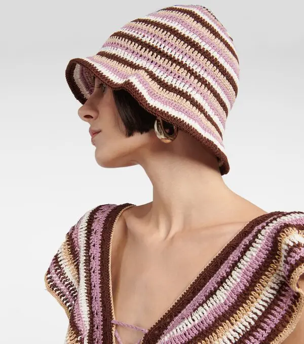Anna Kosturova Striped Crochet Bucket Hat