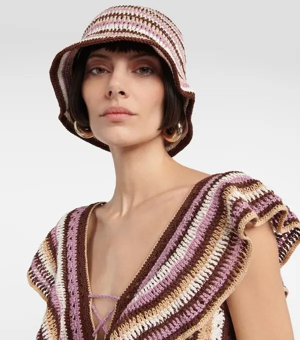 Anna Kosturova Striped Crochet Bucket Hat