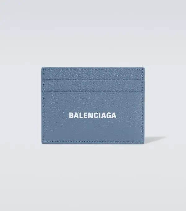 Balenciaga Cash Leather Card Holder - Blue
