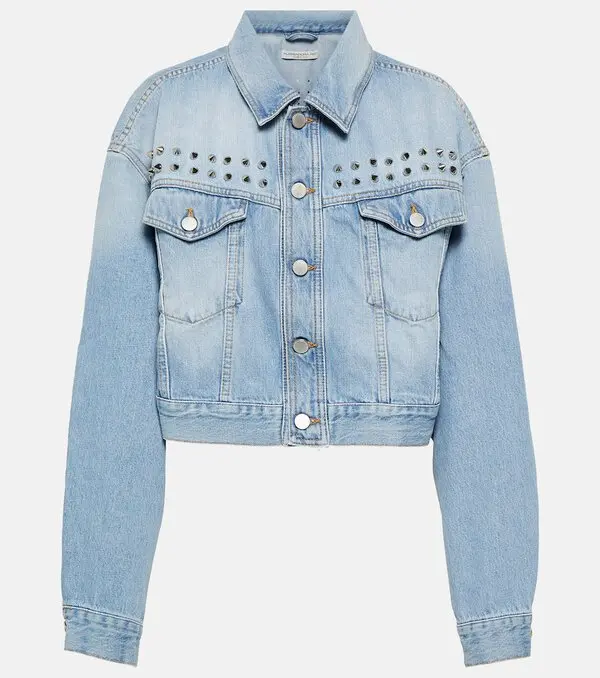Alessandra Rich Embellished Denim Jacket - Blue