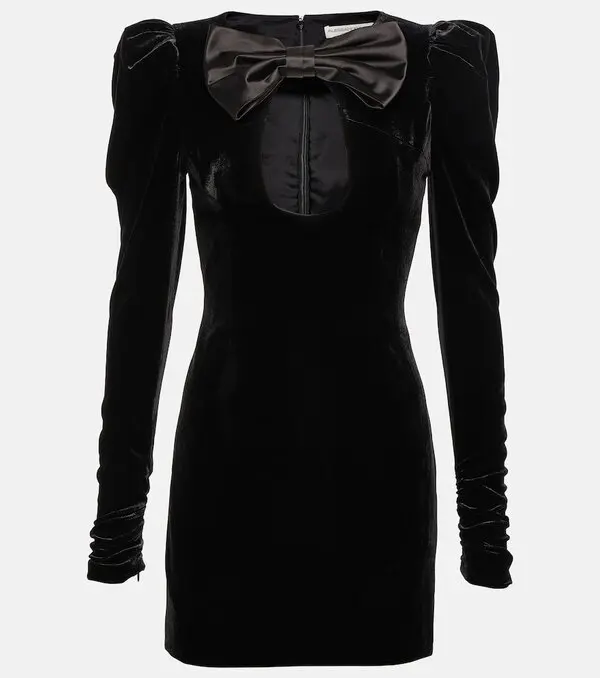 Alessandra Rich Cutout Velvet Mini Dress - Black