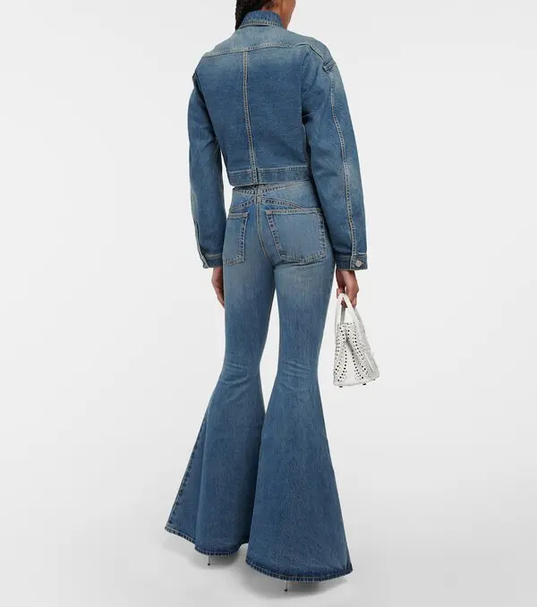 Alaïa Cropped Denim Trucker Jacket
