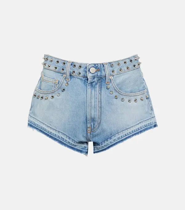 Alessandra Rich Embellished Mid-rise Denim Shorts